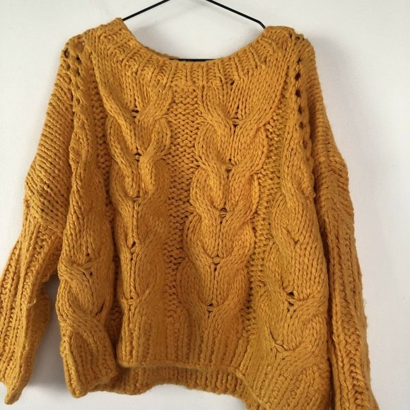 Tularosa | Sweaters | Tularosa Paola Cable Sweater Mustard Yellow ...